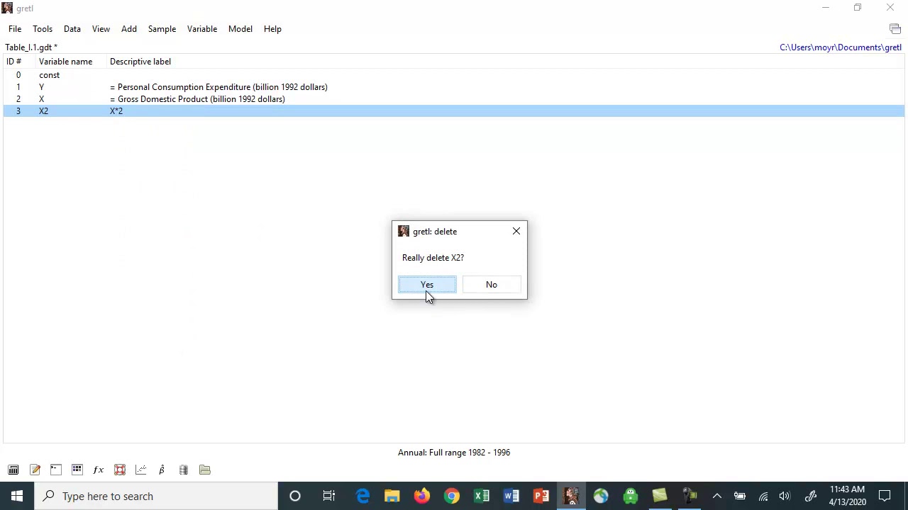 Gretl Transforming Variables Youtube