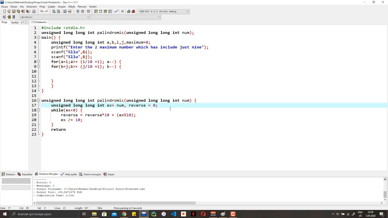 Project Euler Problem 4 C Youtube