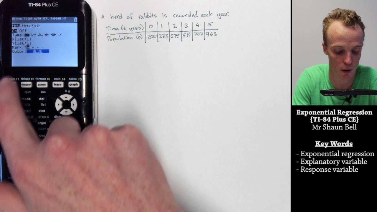 Bivariate Statistics Exponential Regression Ti 84 Plus Ce Youtube