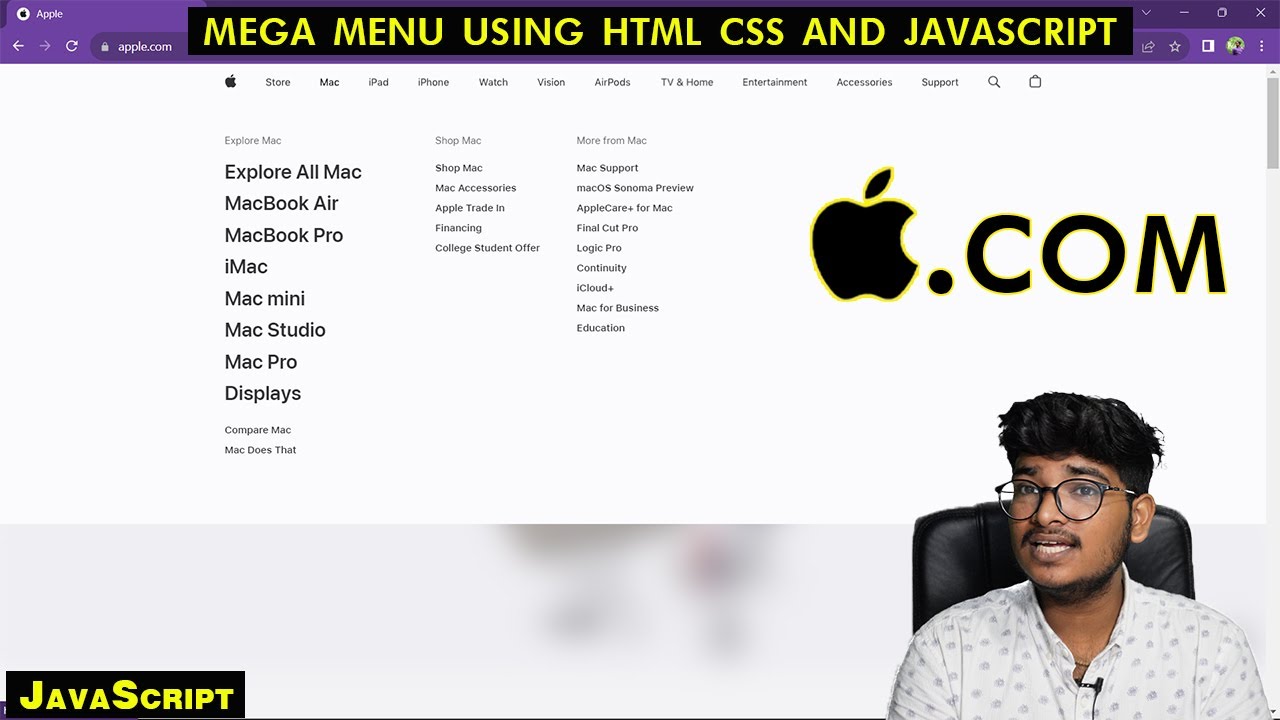 Mega Menu Using Html Css And Javascript Mega Menu Apple Html