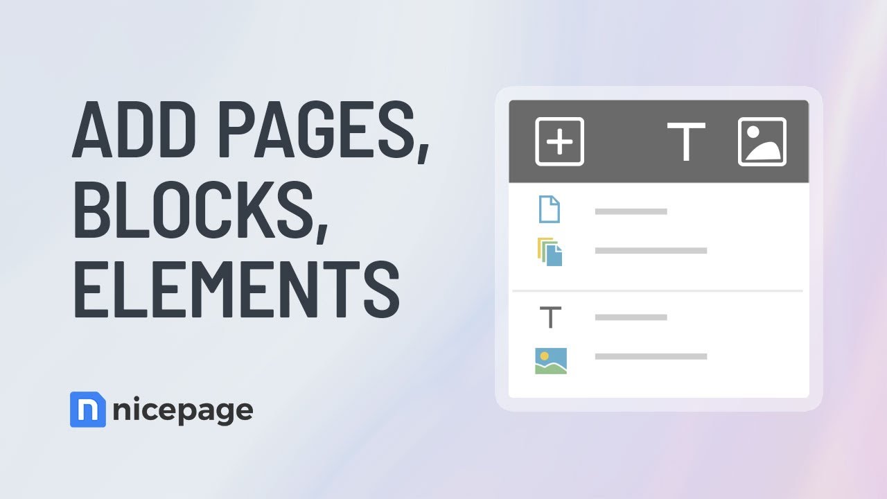 How To Add Pages Blocks And Elements In Nicepage Youtube