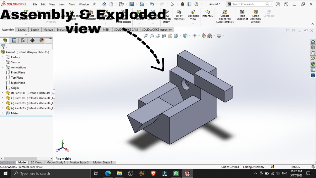 How To Assembly Exploded View In Solidworks Youtube
