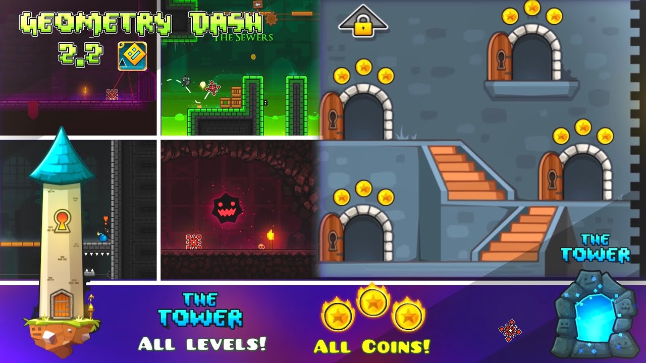 Official The Tower All Levels 3 Coins Geometry Dash Youtube