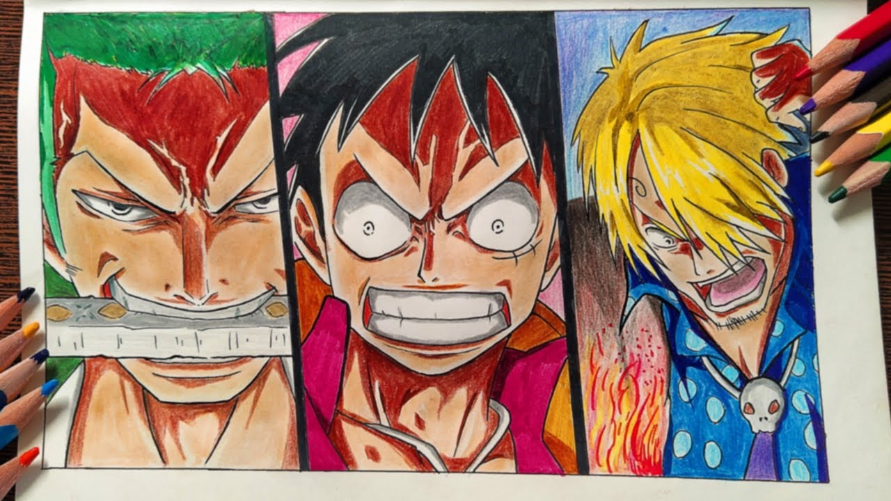 Drawing Zoro Luffy Sanji Monster Trio One Piece Youtube
