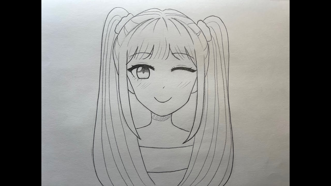How To Draw Anime Girl Winking Step By Step Drawing Tutorial Learn