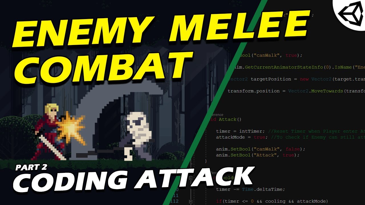 2d Enemy Melee Combat In Unity Coding Attack Pattern Part 2 Youtube