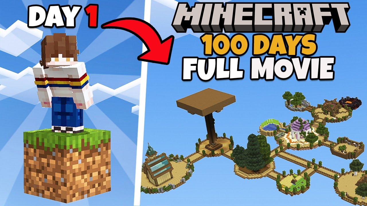I Survived 100 Days In One Block Skyblock Minecraft Full Movie Youtube