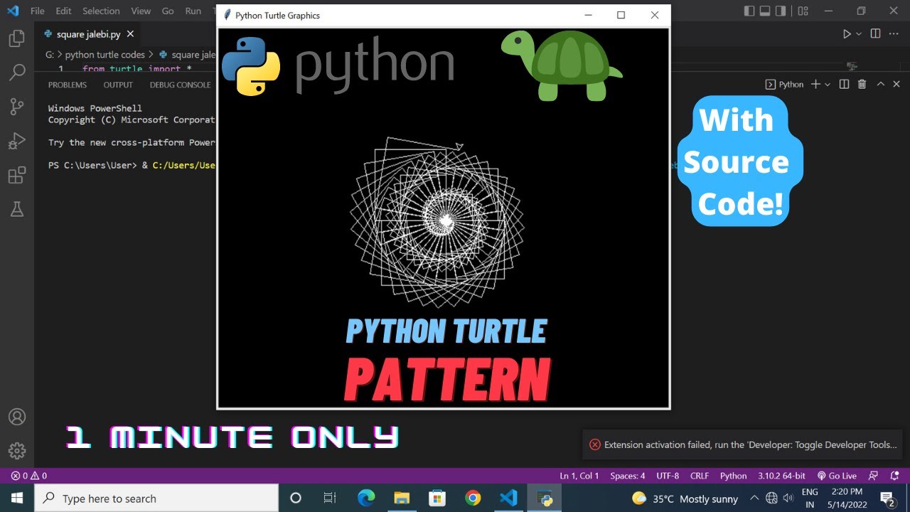 Python Turtle Graphics Simple Tutorial Python Turtle Tutorial Youtube