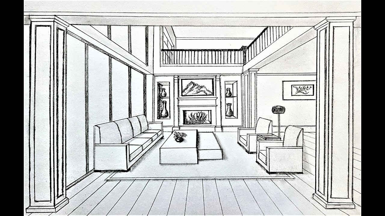 One Point Perspective Drawing Living Room Bryont Blog