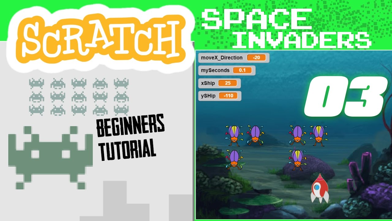 Scratch 101 Beginners Tutorial Make A Space Invaders Game Tutorial 03