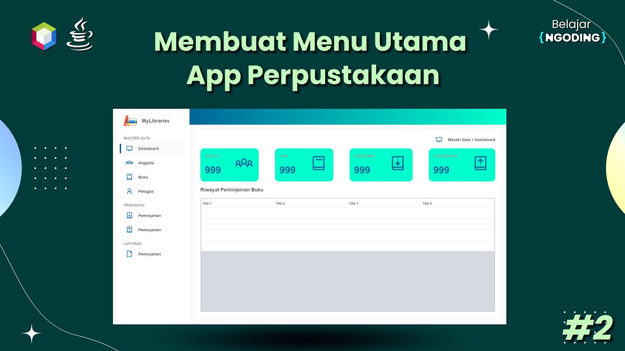 Membuat Dashboard Menu Utama Di Java Netbeans App Perpustakaan Part