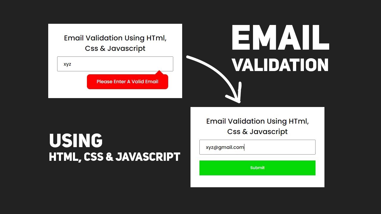 Email Validation Check Using Vanilla Javascript Email Validation