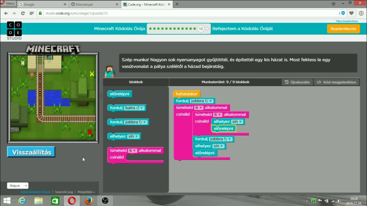 Hour Of Code Minecraft Full Level 1 14 Youtube