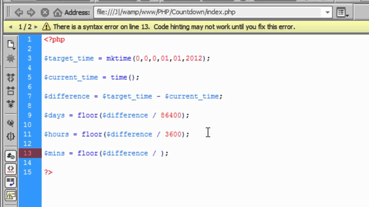 Php Countdown Script Youtube