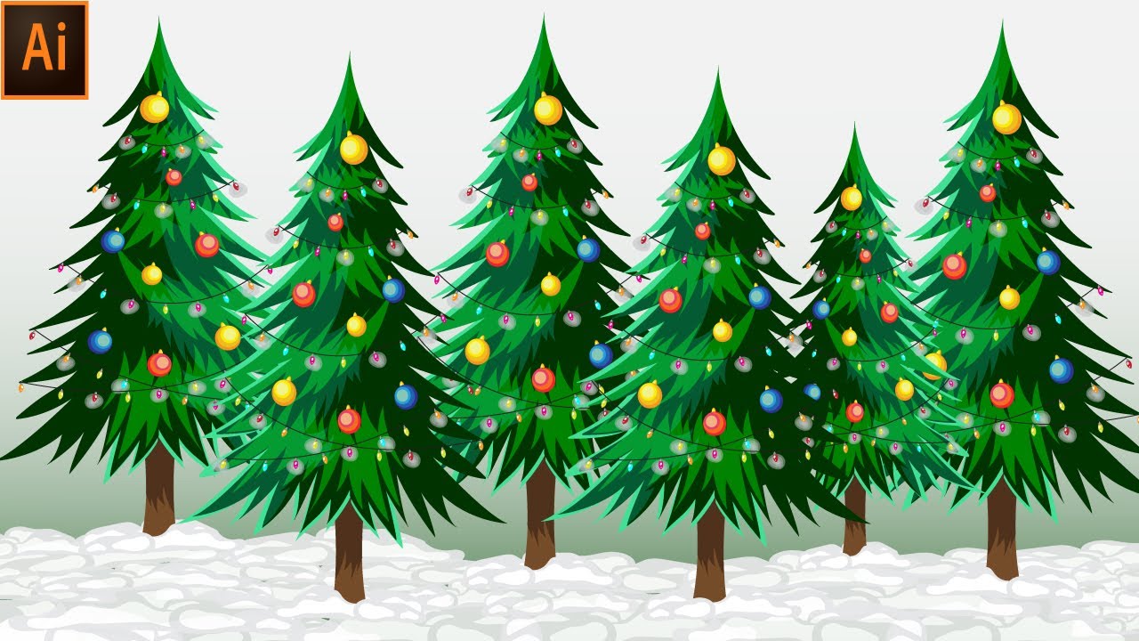 How To Draw Christmas Trees With Snow In Illustrator Christmas Trees