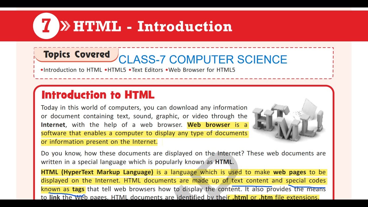 Class 7 Computer Science Ch 7 Html Introduction Youtube