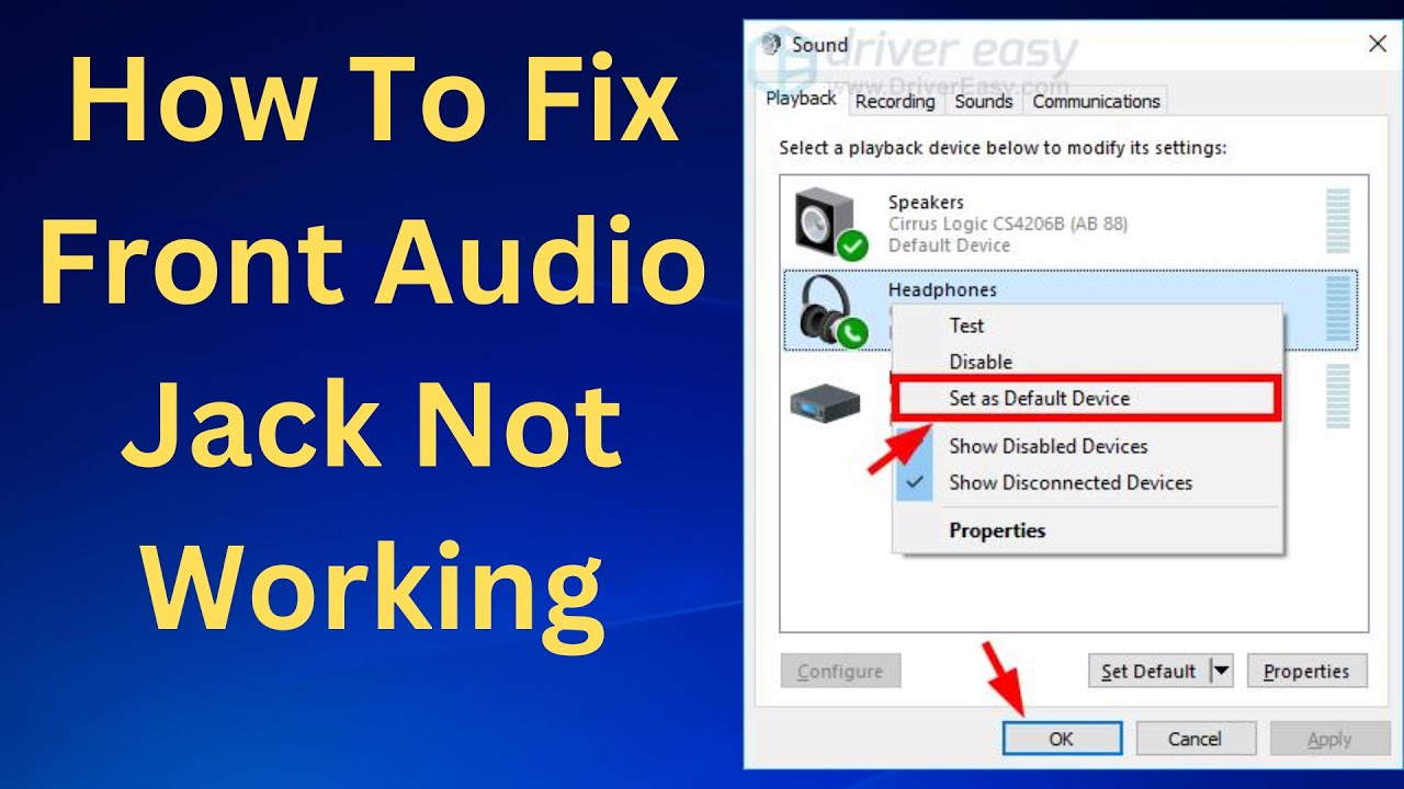 Fix Realtek Hd Audio Front Panel Jack Not Working In Windows 10