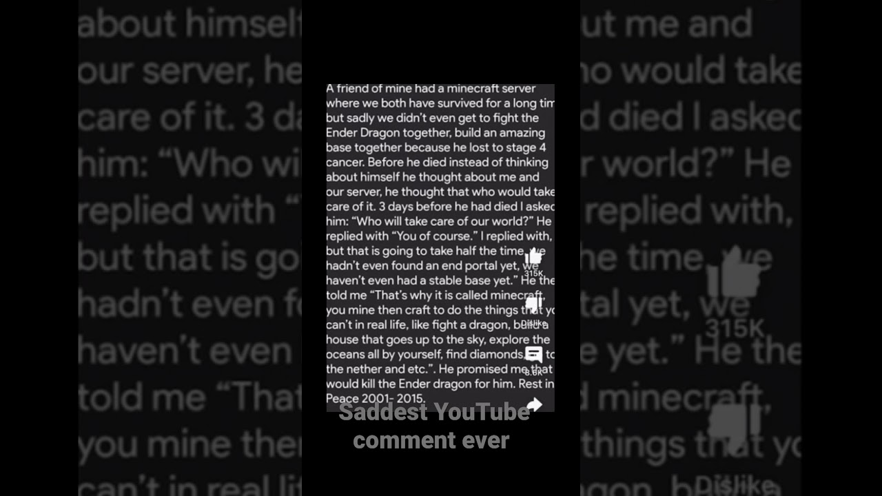Saddest Youtube Comment Ever Youtube