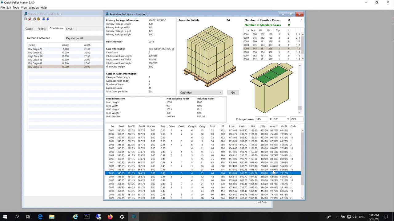 Quick Pallet Maker Example 46 Basic Container Calculation Youtube