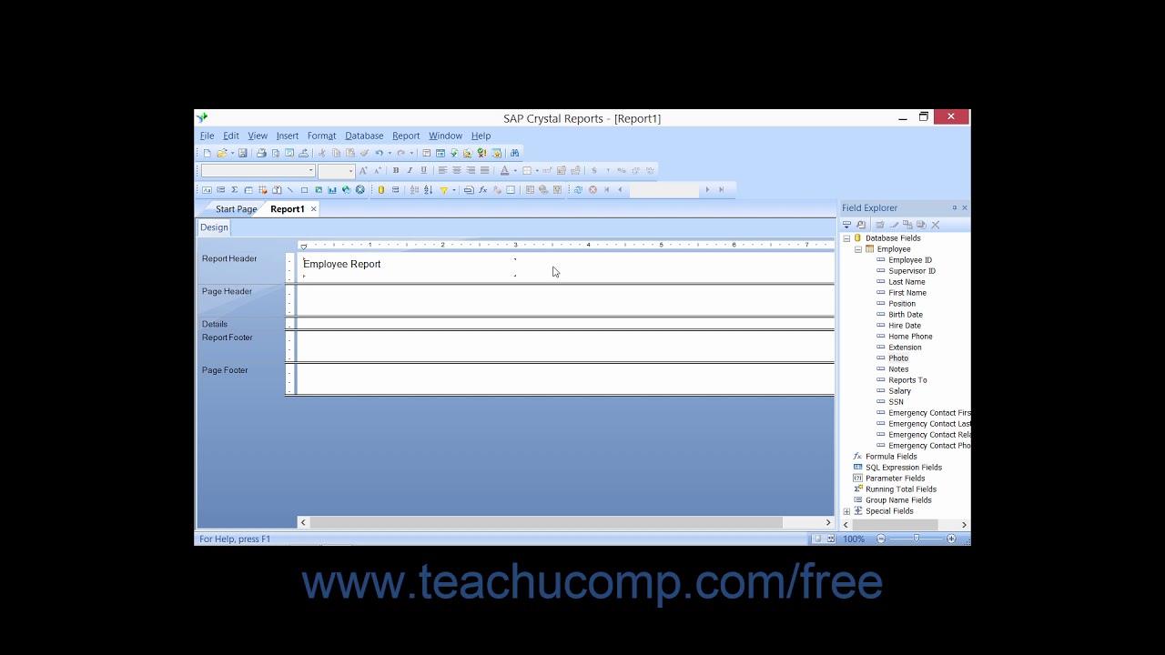 Crystal Reports 2013 Tutorial Creating Text Objects Business Objects