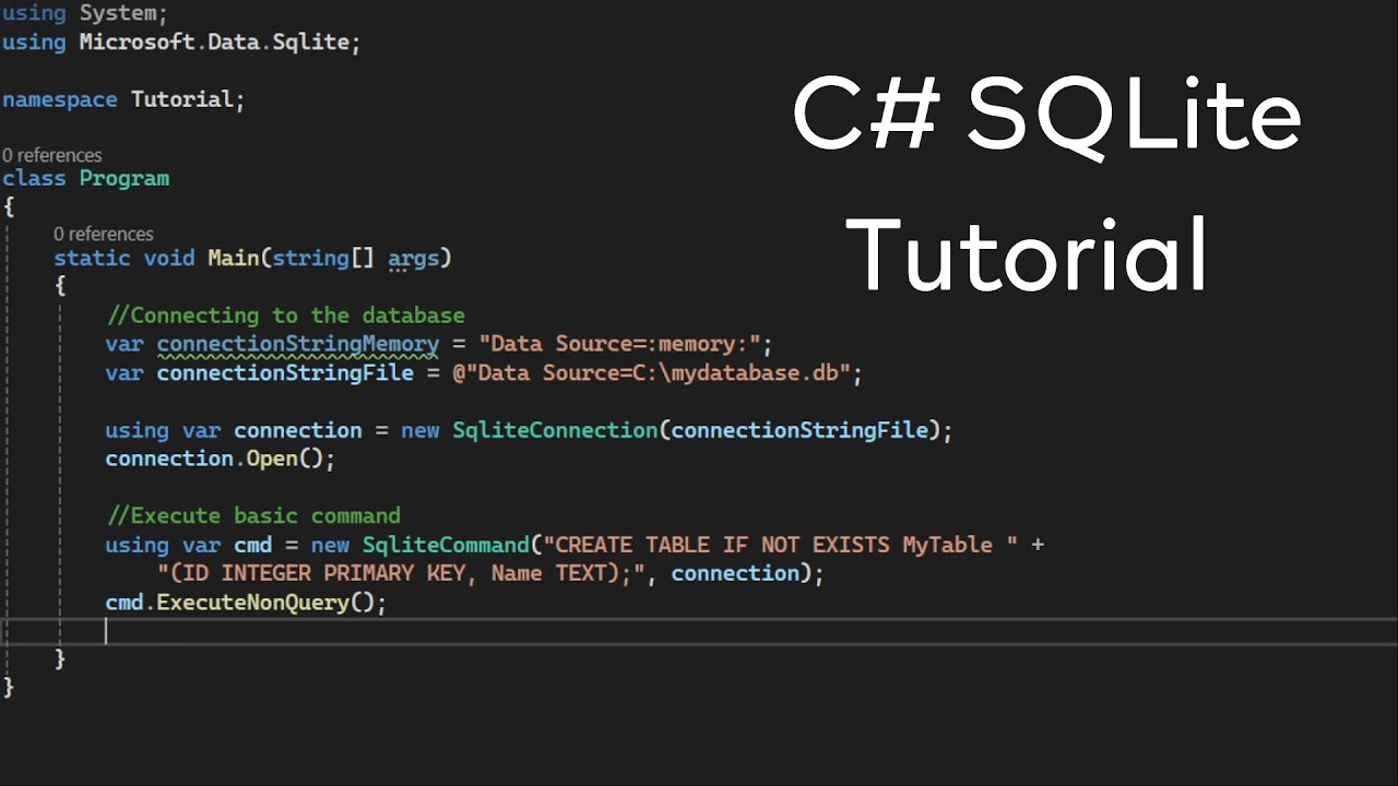 C Sqlite Tutorial Microsoft Data Sqlite Youtube