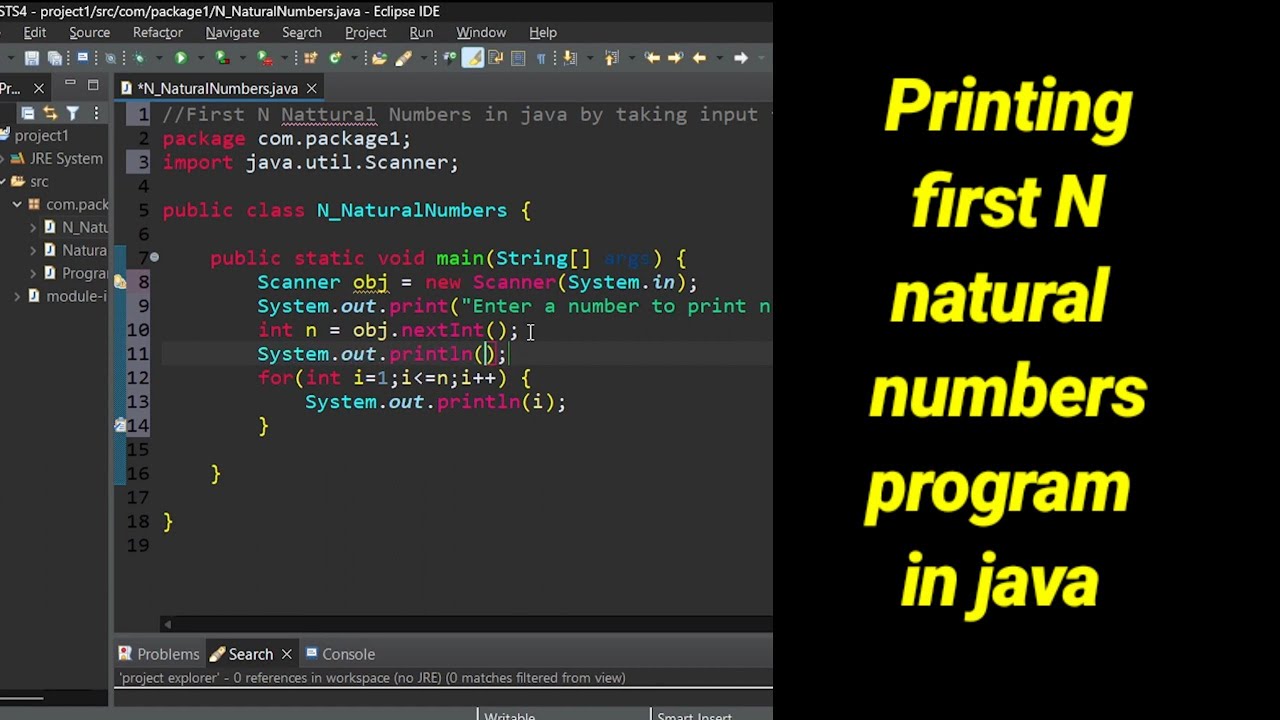 Printing First N Natural Numbers In Java By Taking Input From The User