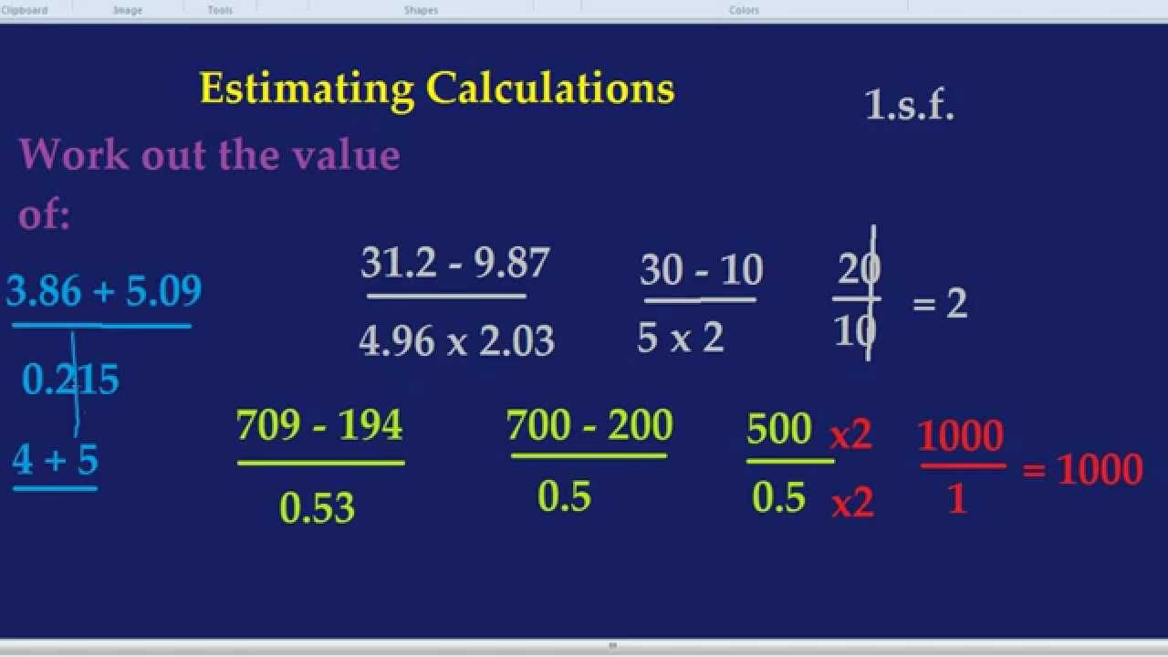 Estimating Calculations Youtube
