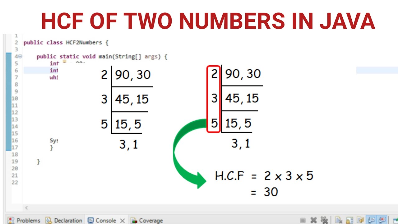 Hcf Of Two Numbers In Java Java Basic Programs Write A Java