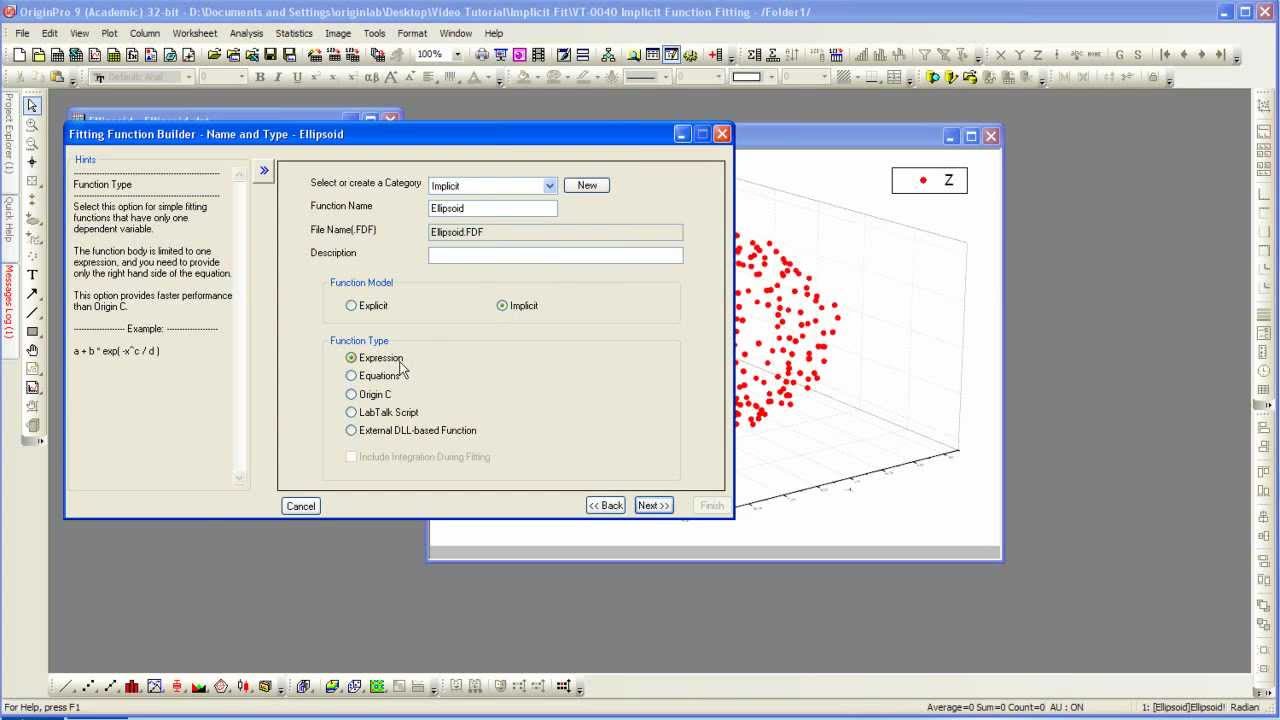 Curve Fitting Origin 9 Implicit Function Fitting Youtube