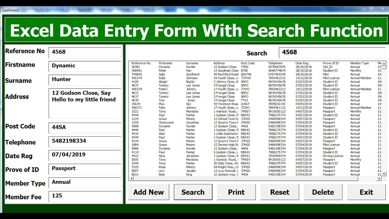 How To Create A Data Entry Form In Excel Using Vba Templates Sample