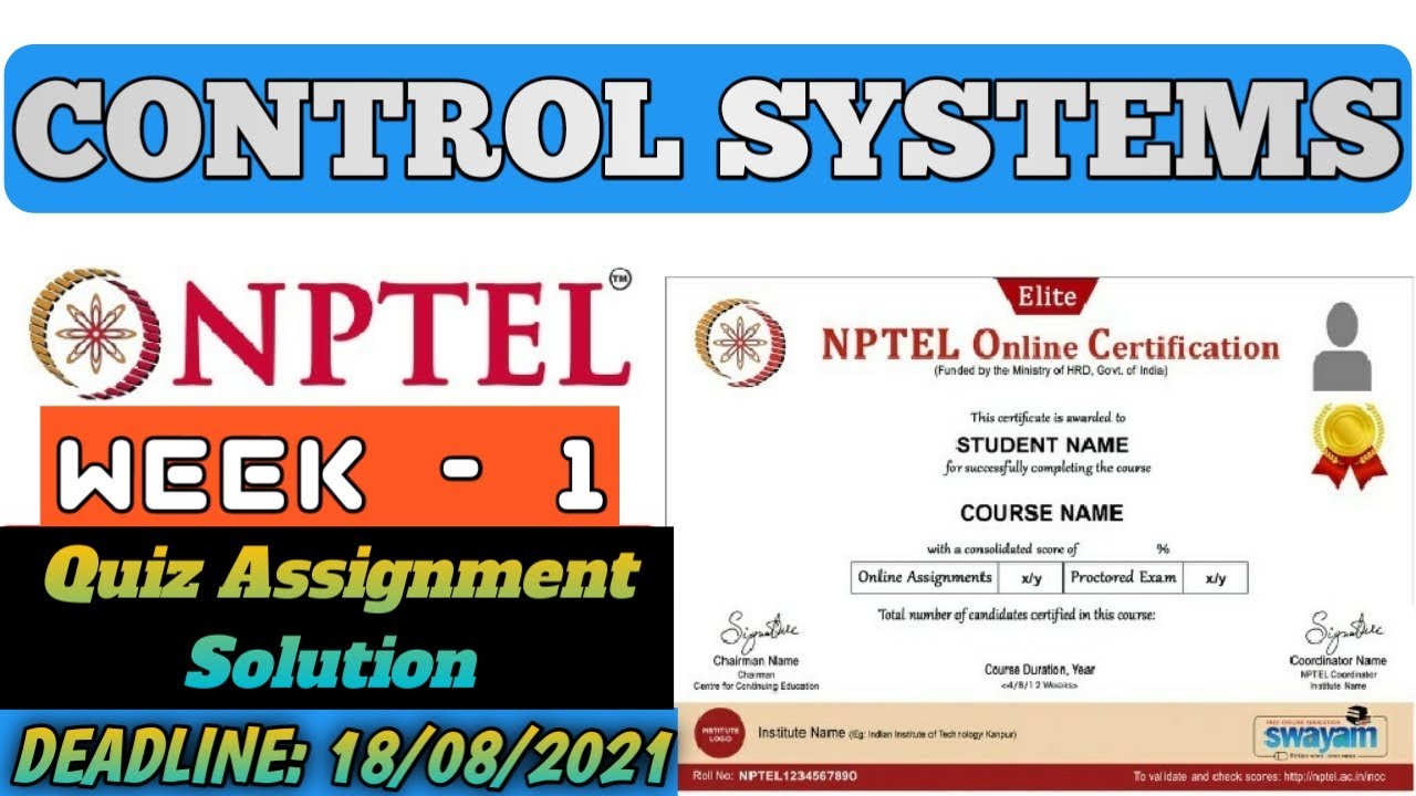 Control Systems Week 1 Assignment Solution July 2021 Swayam Nptel