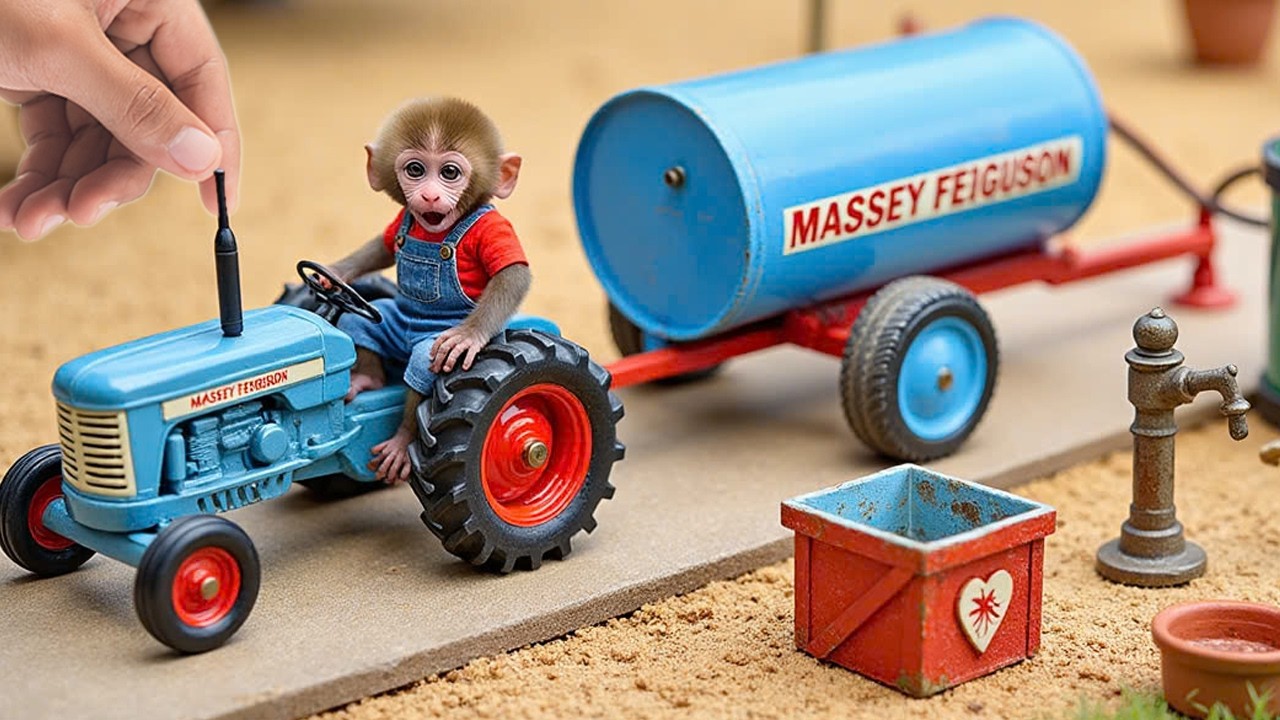 Monkey Nana Drives A Tractor Journey Through Road Obstacles Nana