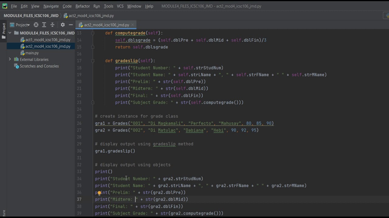Python Grading System Class Youtube