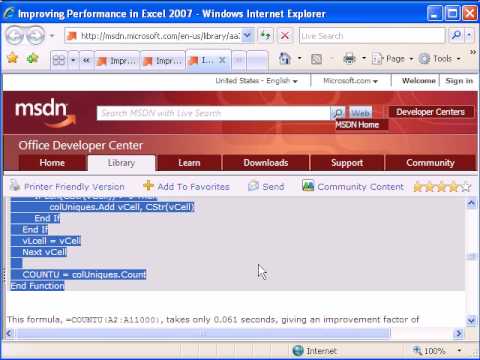 Excel Formula Efficiency 8 Custom Vba Function Can Be Fast Youtube