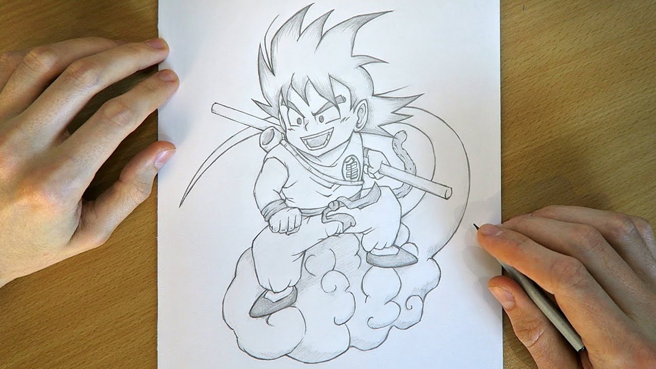 Kid Goku On Nimbus Drawing Quick Drawing Of Goku Child Steemit