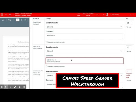 Walkthrough Of Speed Grader Grading An Assignment In Canvas Youtube