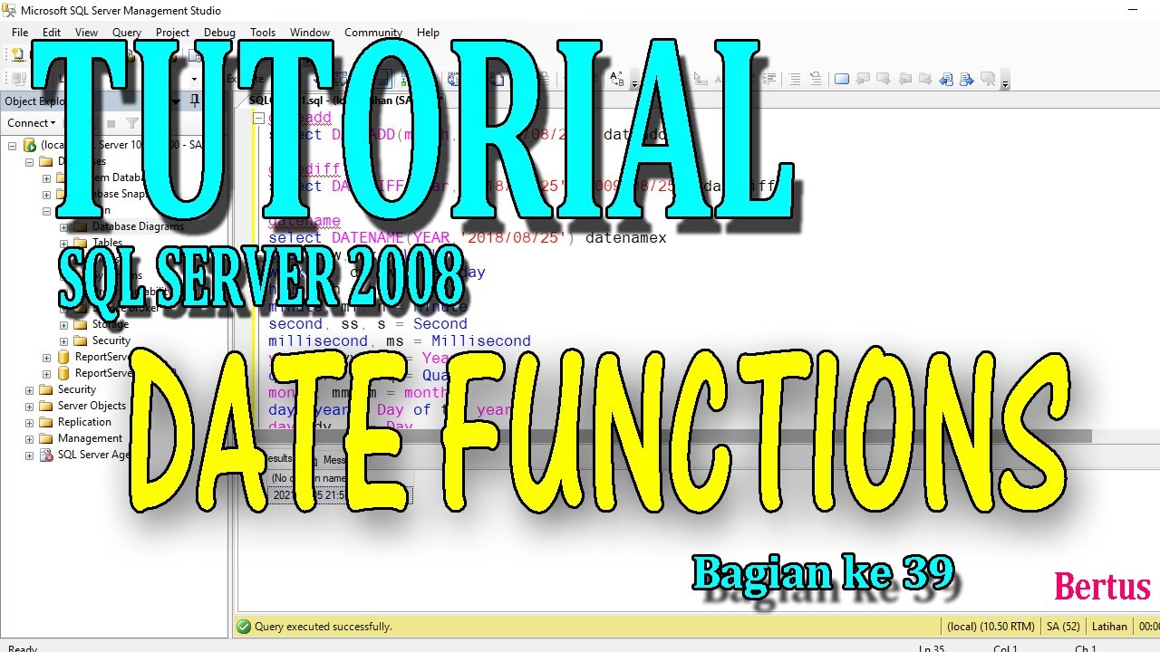 Tutorial Date Functions Sql Server Youtube