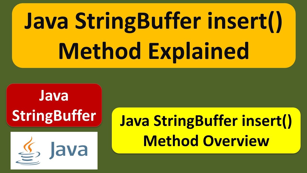 Java Stringbuffer Insert Method Explained Java Tutorial Youtube