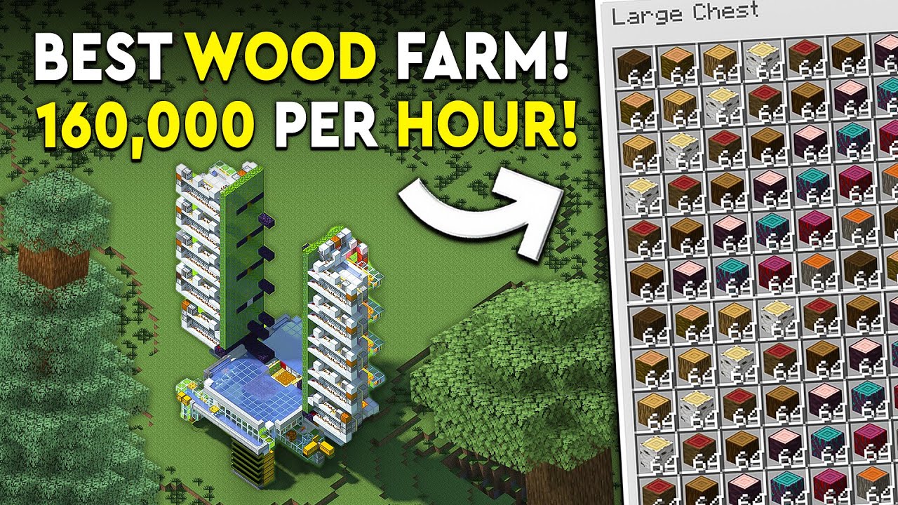 Minecraft All Trees Wood Farm Tutorial Simple 160 000 P Hr Youtube