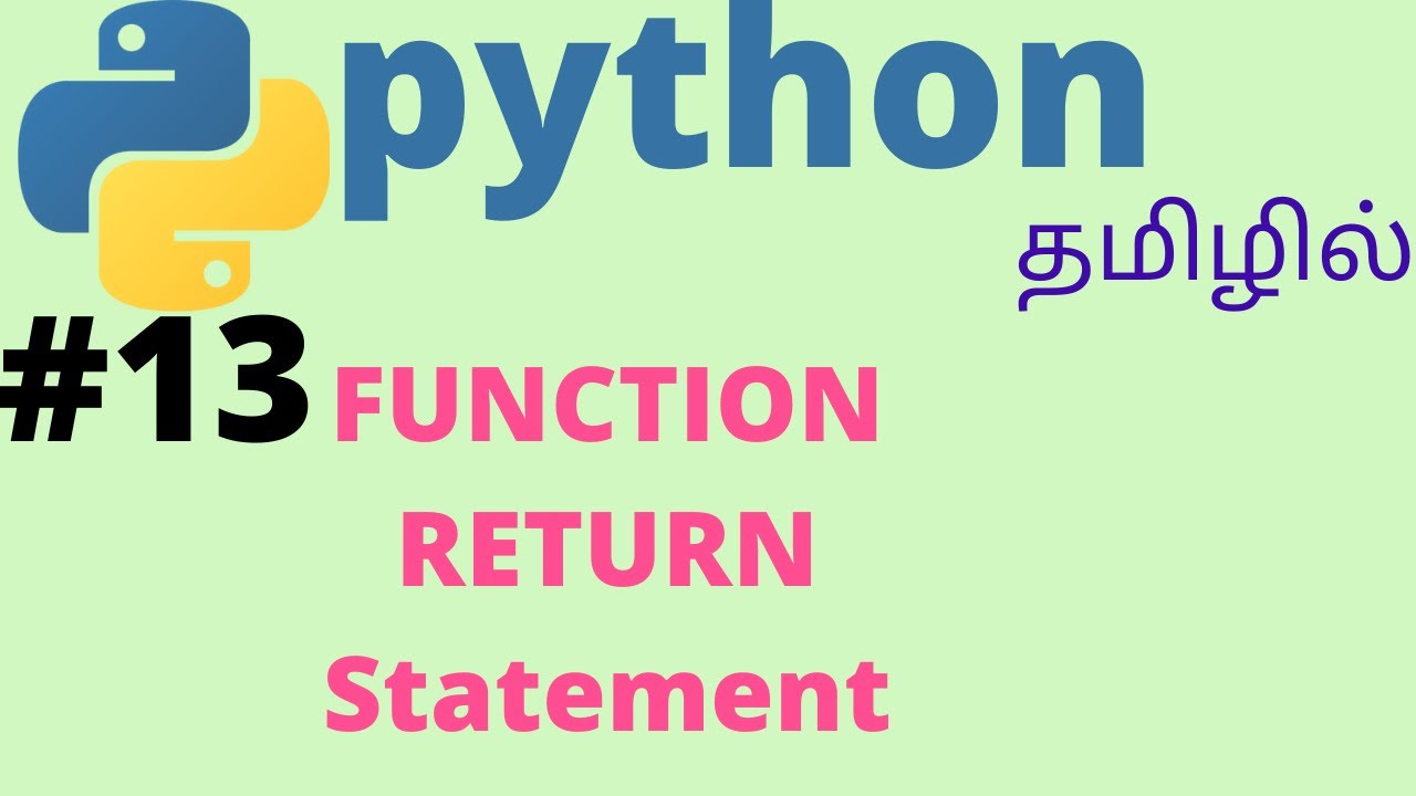 Python Function Return Statement Tamil Youtube