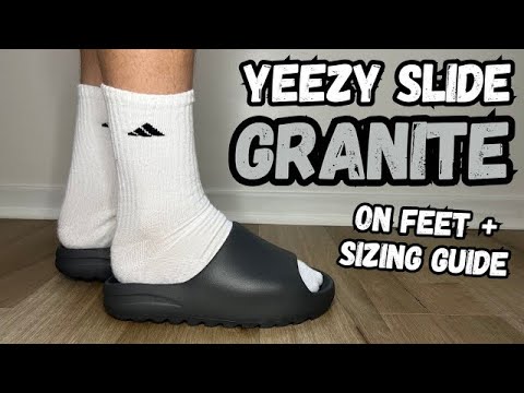 Essential Pair Yeezy Slide Granite Review Sizing On Feet Youtube