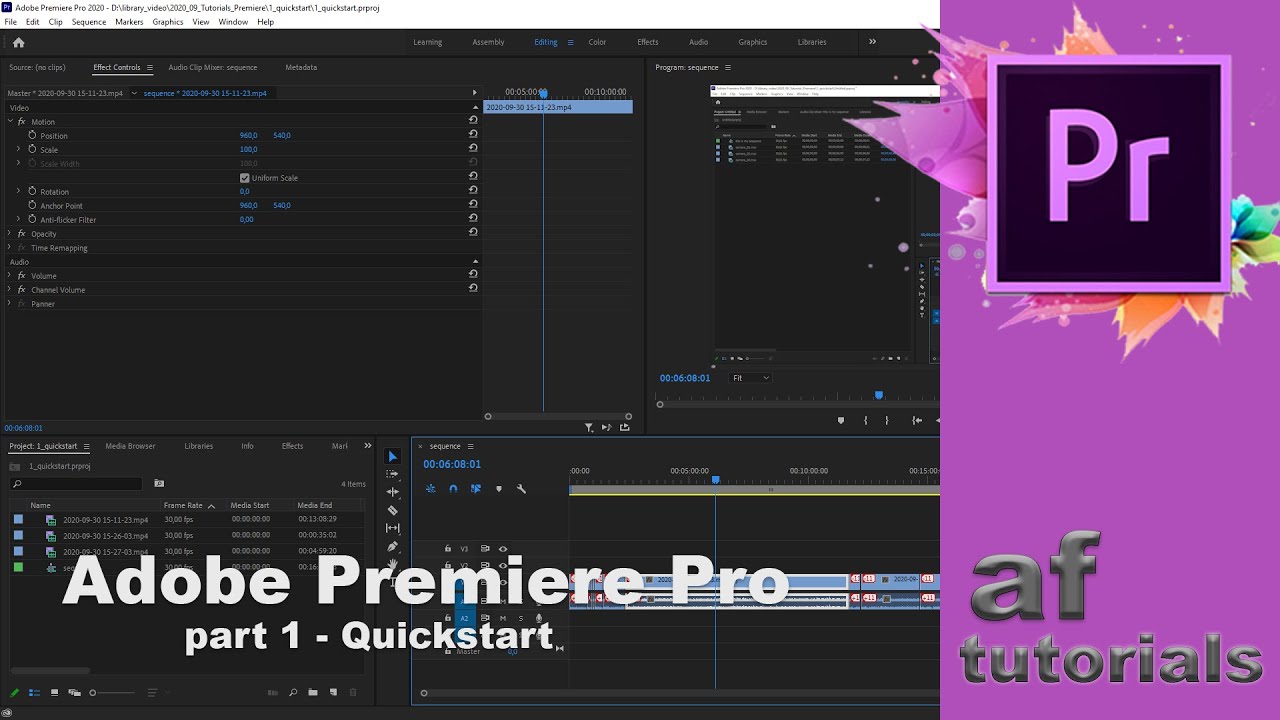 Adobe Premiere Pro Part 1 Quickstart Youtube