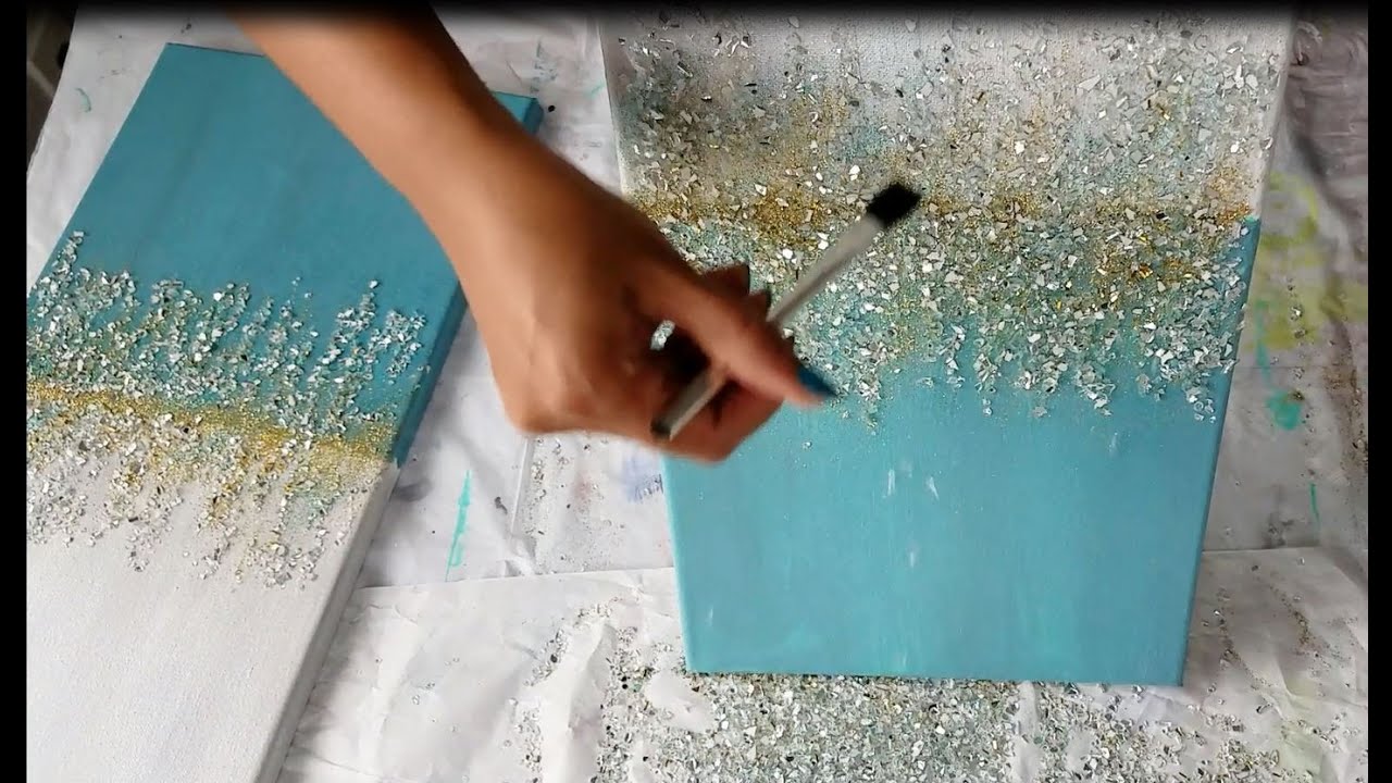 21 Bling Canvas Painting Crushed Glass Glitter Art Mod Podge