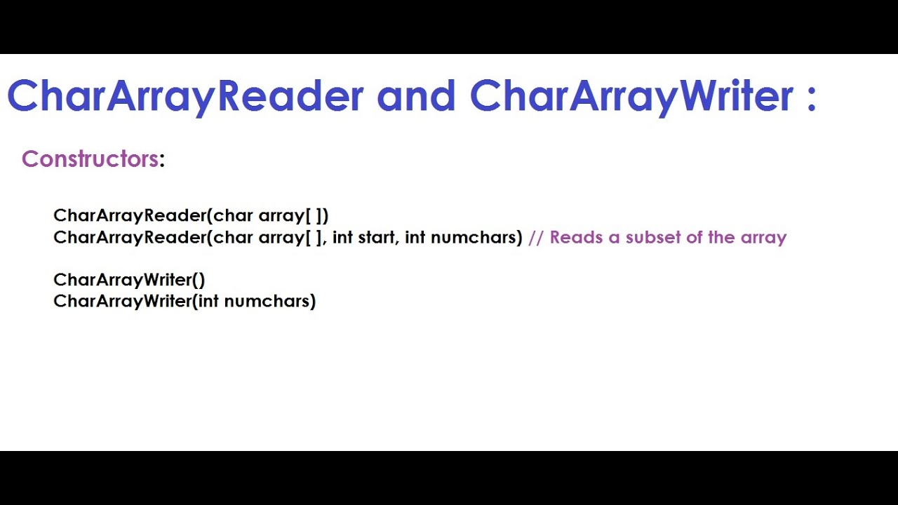 Chararrayreader And Chararraywriter Classes In Java Youtube