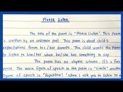 Appreciation Of The Poem Please Listen Please Listen Poem