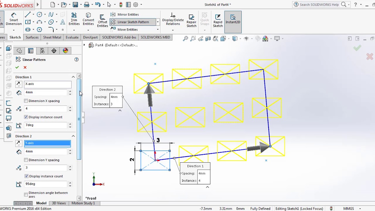 Solidworks Tutorial Linear Sketch Pattern Circular Sketch Pattern
