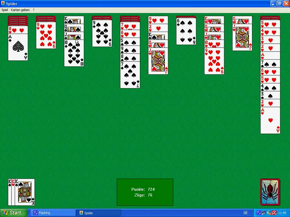 Eine Partie Spider Solitaire Mittel Mit Zwei Farben Youtube