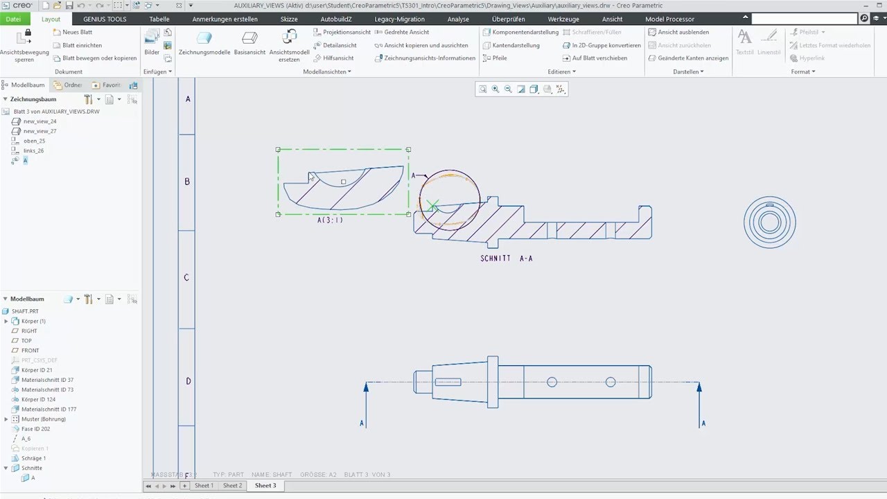 Creo Parametric Kurs Zeichnungserstellung Youtube