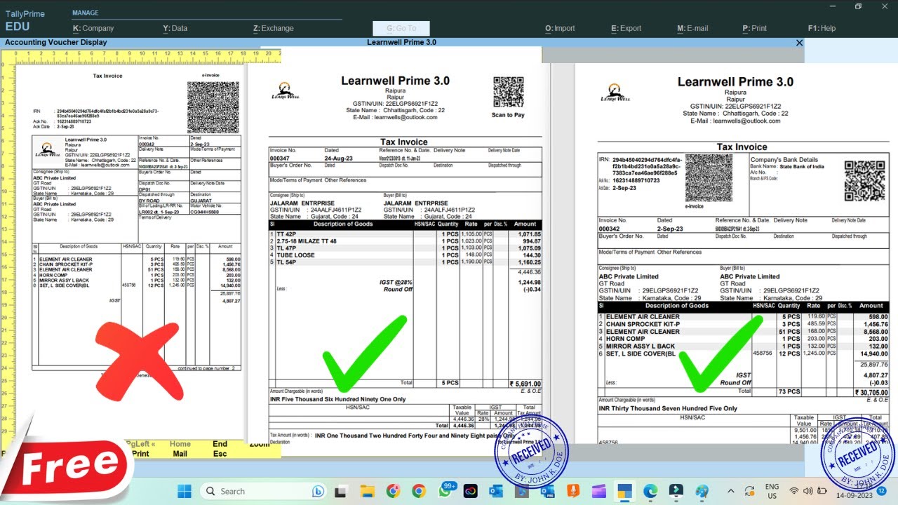 Customized Invoice Tally Prime Tdl Normal E Invoice Format Tdl