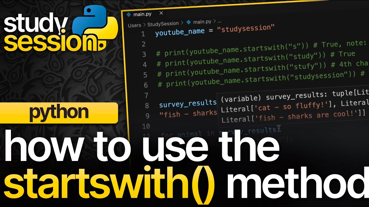 How To Use Startswith Method In Python Youtube